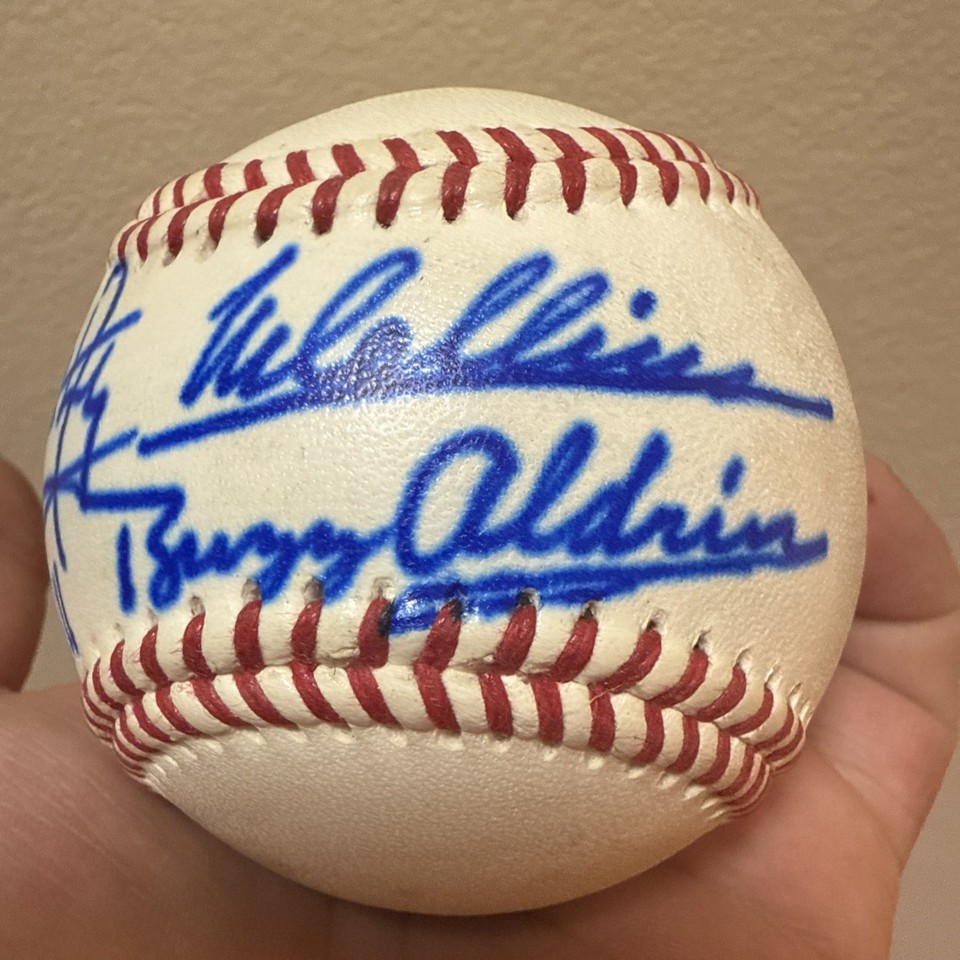 Autographed Signed Neil Armstrong Michael Collins Buzz Aldrin Baseball ...