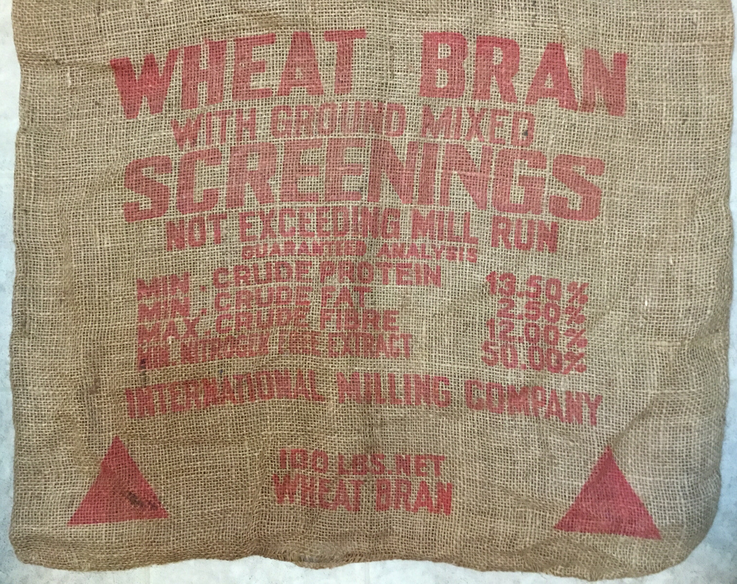 VINTAGE “BLACKHAWK“ WHEAT BRAN BURLAP SACK BAG, MADE IN CANADA, 39”x25 ...