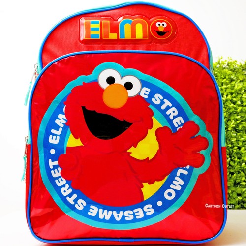 Sesame Street Elmo Canvas Large School Backpack 16" Mesh Pockets Kids ...