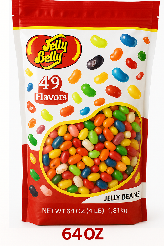 Jelly Belly Gourmet Jelly Beans Candy 49 Flavors 4 LB 64OZ Resealable ...