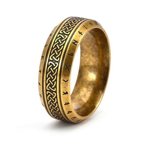 Viking Runes Celtic Knot Retro Wedding Band Stainless Steel Biker Hip ...