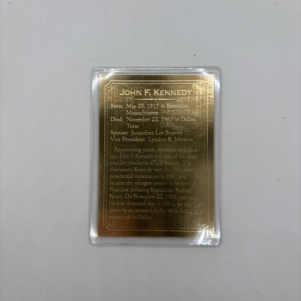 John F. Kennedy Danbury Mint 22kt Gold Card - 35th U.S. President ...