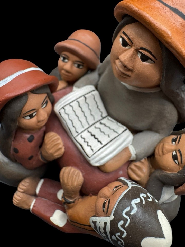Vintage Clay Woman Children Art Peru Folk Art Storyteller Statue ...