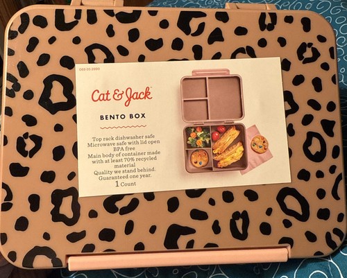 Cat & Jack Leopard Print Bento Box Child Lunchbox Food Container ...