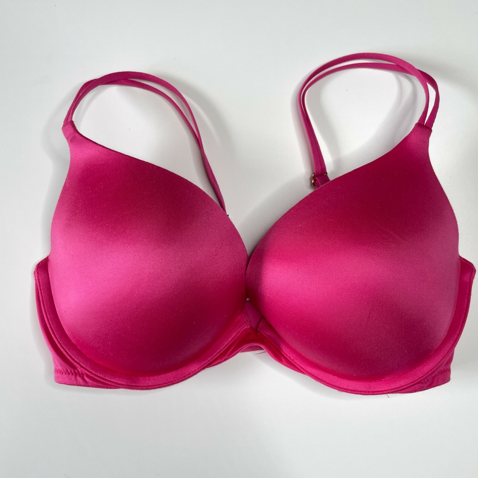 Victoria Secret Push Up Bra 32DD Underwire Satin Padded Cup Adjustable ...