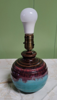 Vintage Leviton Ceramic Lamps Mid Century Modern Travertine Table