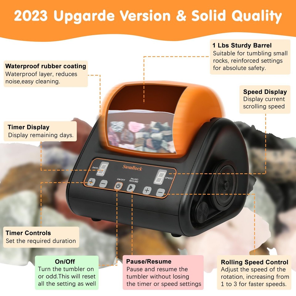 Rock Tumbler Kit, Complete Rock Polisher Machine, Durable 1 Lb Barrel ...