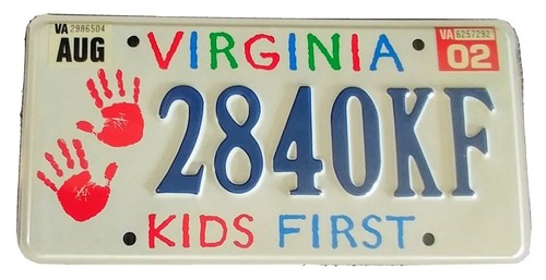 2002 Original Virginia ”Kids First” License Plate 2840KF - Nice Graphic ...