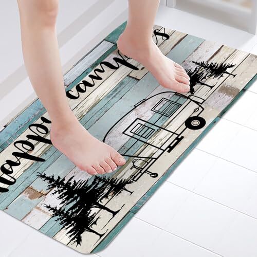 RV Campers Bath Mat Rustic Wooden Campers Bath Rug Camping RV Bathroom ...