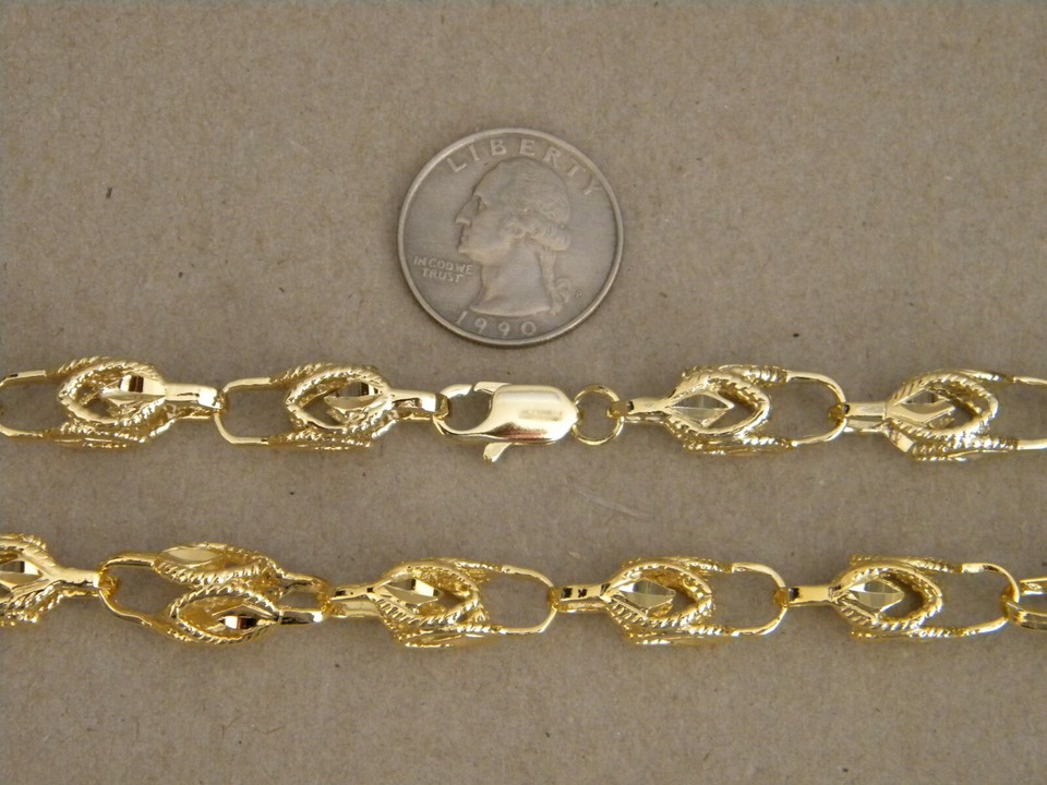 Men's Lady's Yellow Gold Plated Turkish Rope Chain 30in inch Long 9mm ...