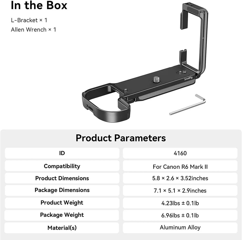 SmallRig L-Bracket Quick-Release Plate for Canon EOS R6 Mark II / R5 ...