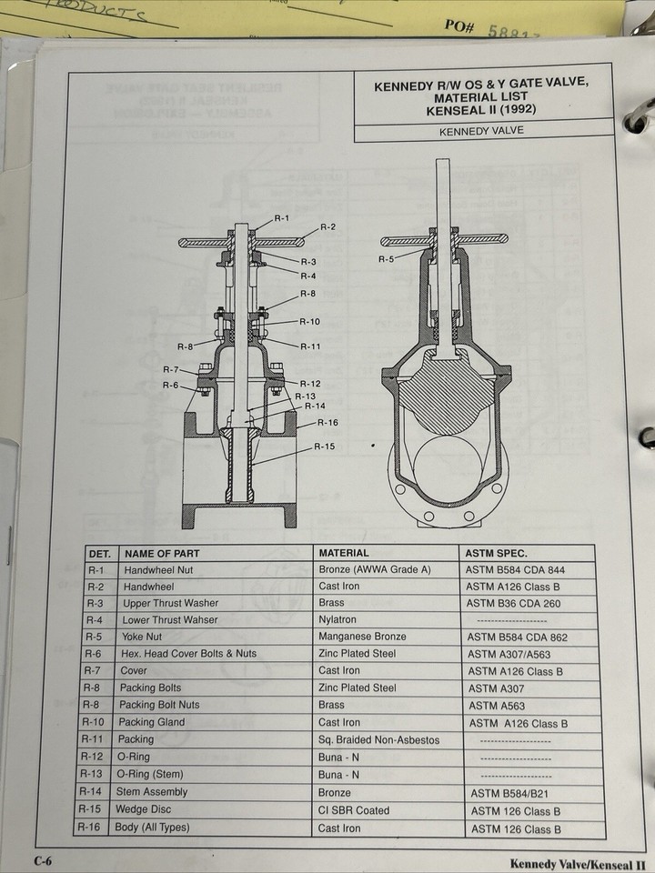 Lot Of 2 PACKING REPAIR KITS 6” OS&Y GATE VALVE FOR TWO VALVES, Clow ...