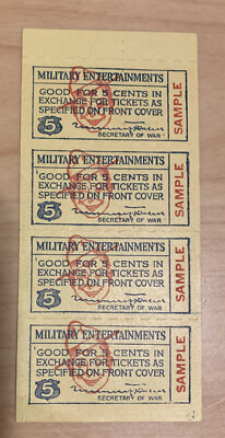 WWI MILITARY TRADE TOKEN CHIT SMILEAGE SAMPLE SHEET NOT MPC PAYMENT ...