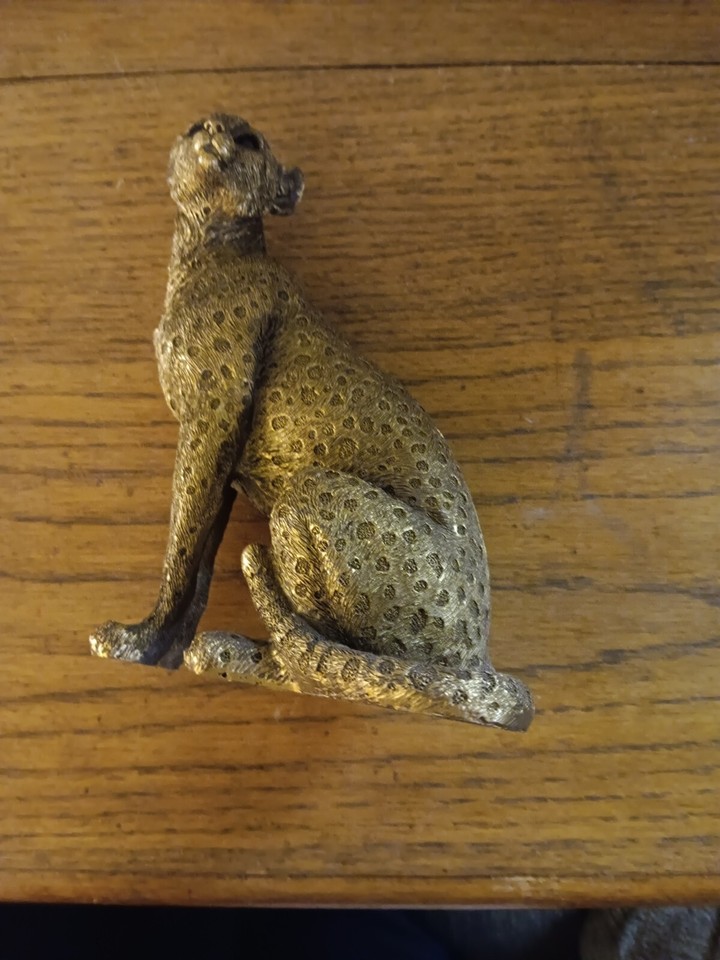 Panther Cheetah Modern Brass Color Resin Art Sculpture Statue Leopard ...