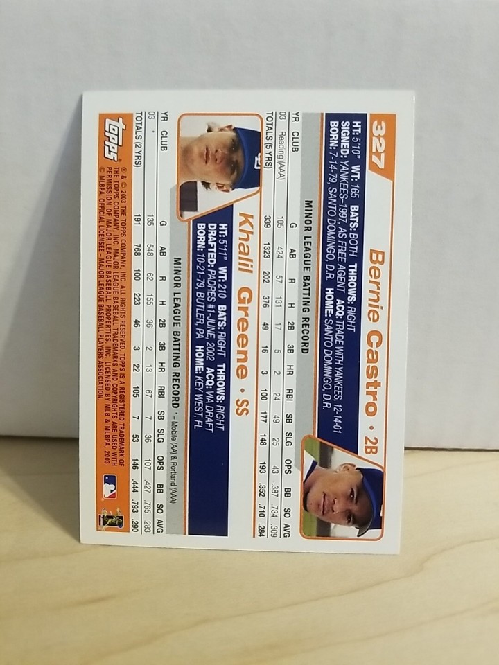 2004 Topps San Diego Padres Future Stars #327 Bernie Castro Khalil ...