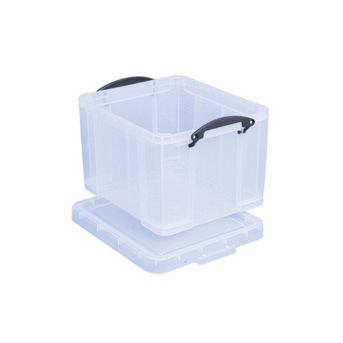 Really Useful 35L Plastic Storage Box With Lid W480xD390xH310mm Clear ...