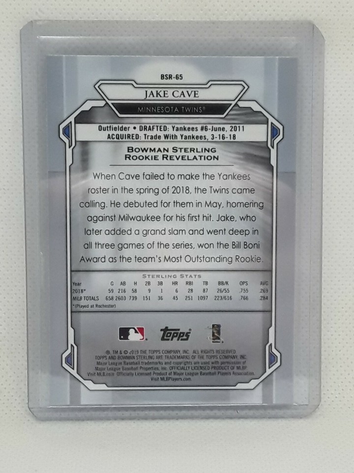 Jake Cave 2019 Bowman Sterling Baseball - #65 RC - Minnesota Twins | eBay