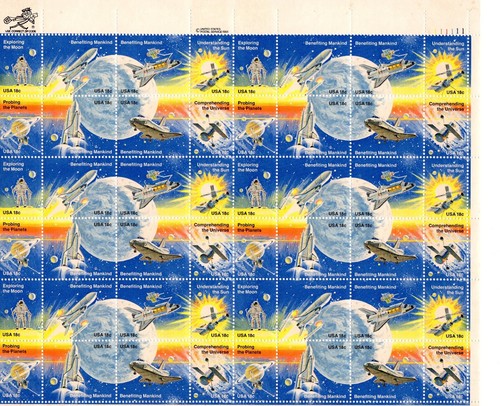 US Scott # 1912-19 SPACE ACHIEVEMENTS (1981) Sheet of 48 MNH 18¢ stamps ...