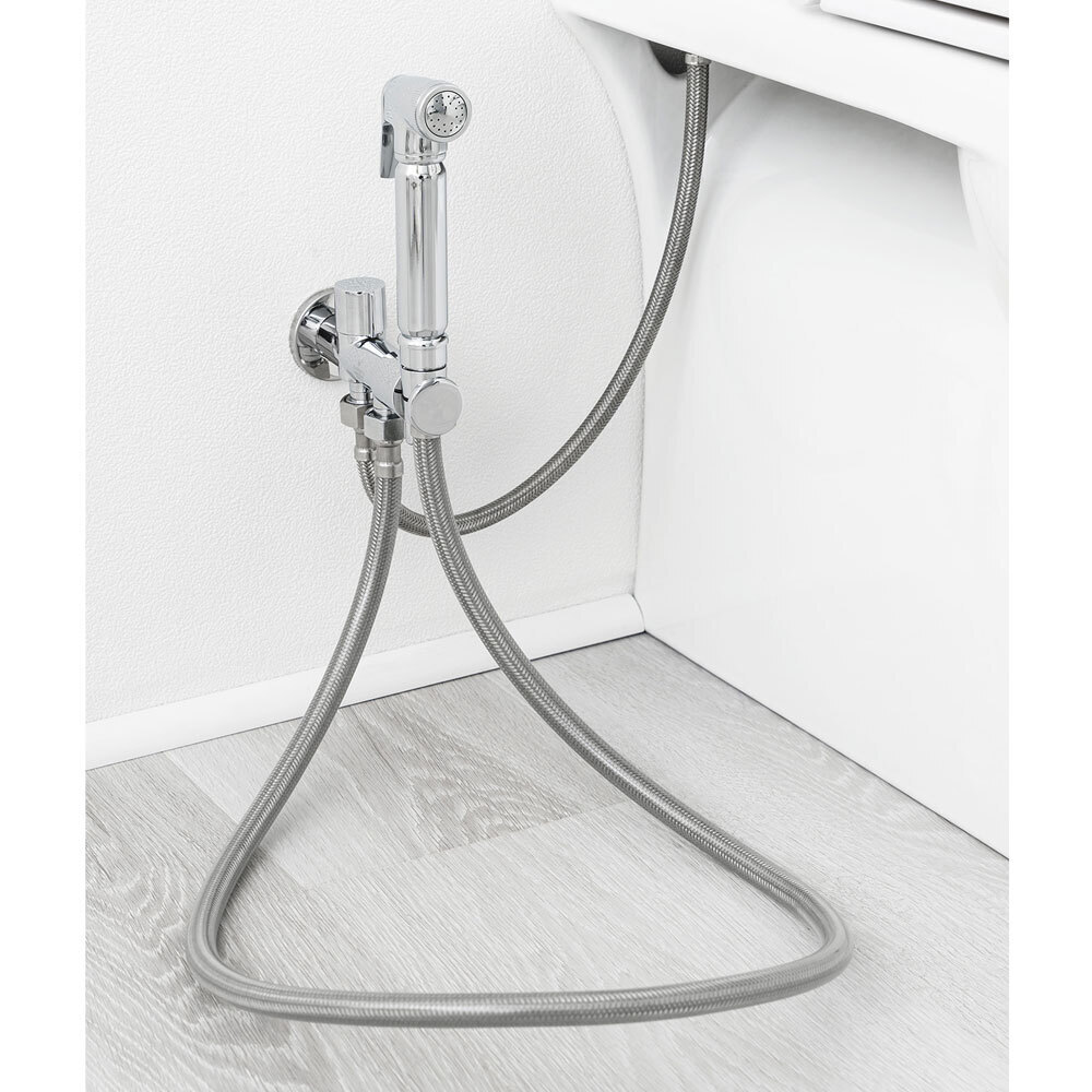 Evekare Brass Toilet Bathroom 1.2m Hose Bidet Spray Kit w/ Cradle Wall ...