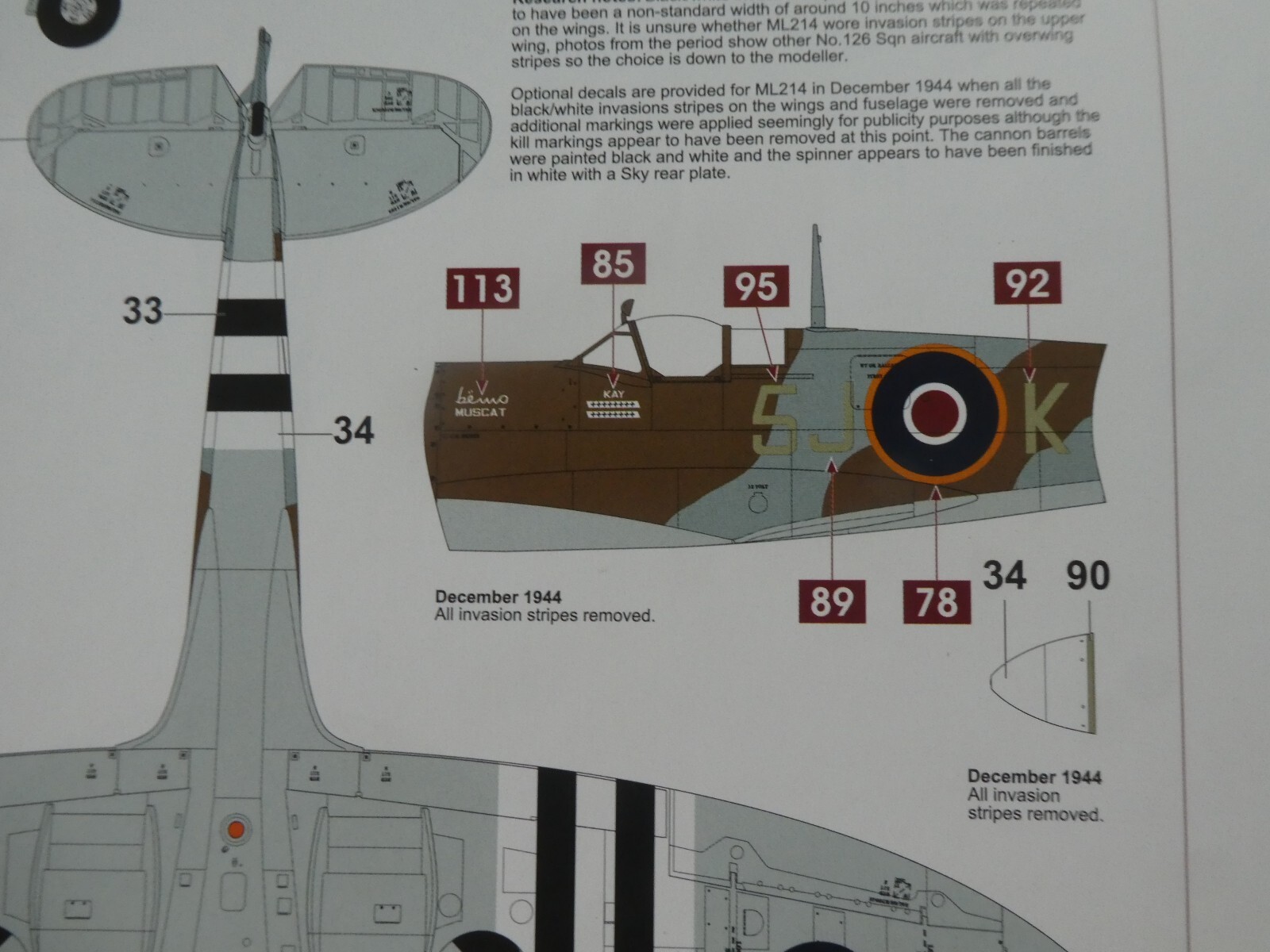 Airfix Spitfire MK1xc A17001 new paint guide x3 1/24 scale | eBay UK