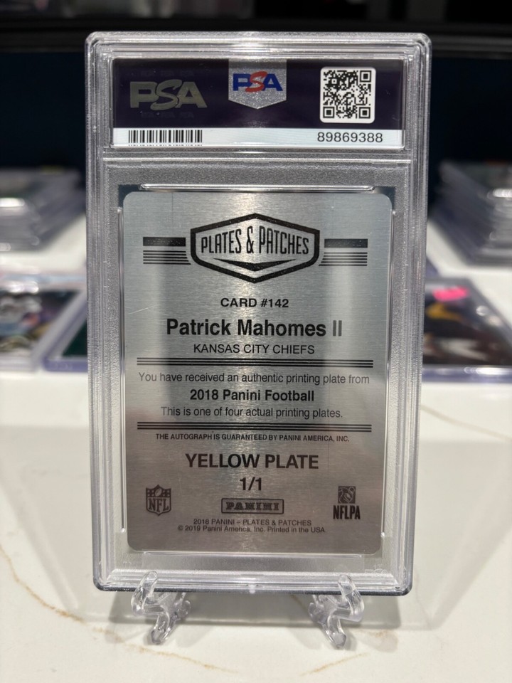 2018 Panini Plates & Patches Patrick Mahomes II 1/1 prinitng plate PSA ...