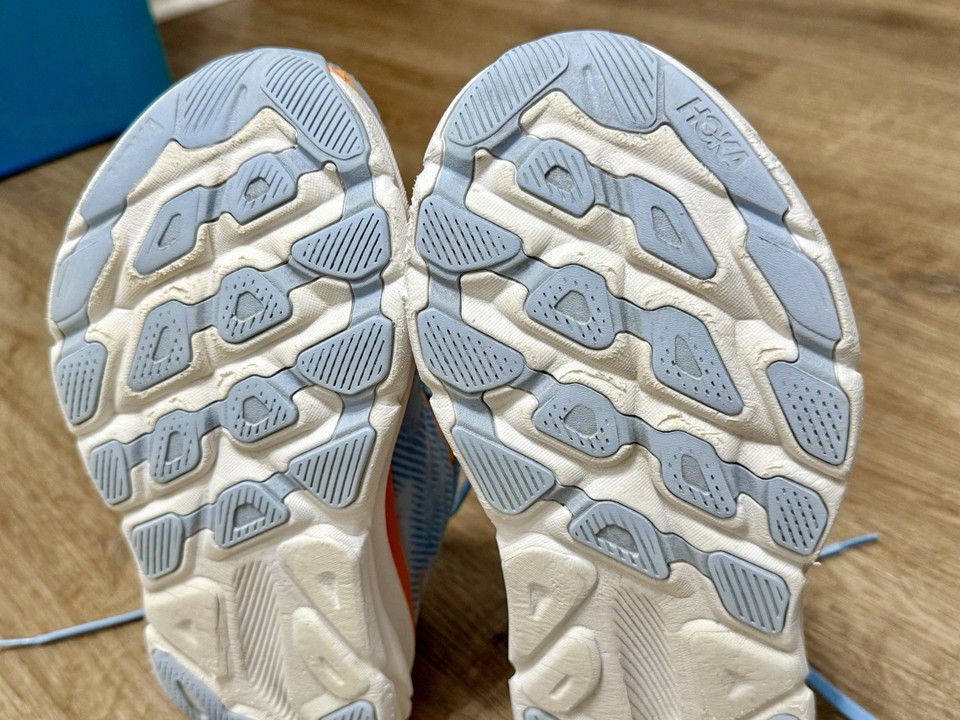 HOKA Clifton 9 Airy Blue Orange Running Shoe 113221 ABIW - Womens Sz 8 (D) WIDE | eBay