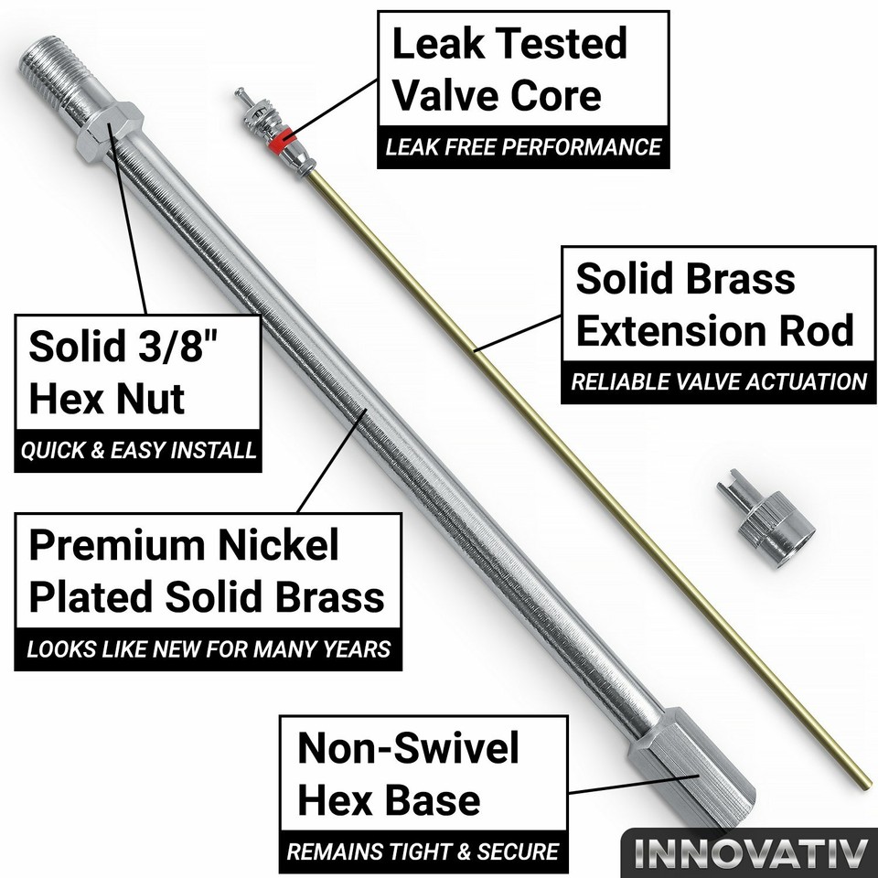 3X Straight Metal Dual Wheel Valve Stem Extension Adapter Universal For ...