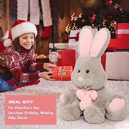 Giant Bunny Stuffed Animal-31.5" Large Stuffed Bunny, Grey Easter ...