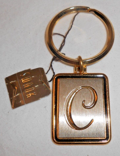 Vintage Swank Keychain Monnogram 'C' Gold Tone W/Tag Collectible | eBay