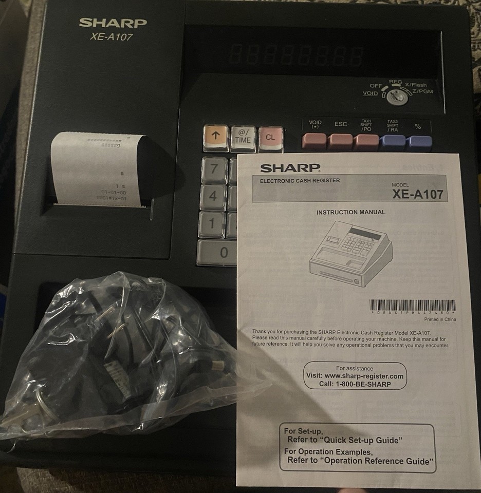 Sharp XE-A107 Black Electronic Small Business Cash Register w/ Key & Power Cord | eBay