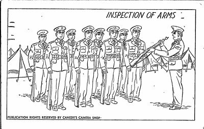 Military postcard WWII Inspection of Arms drawing Harlingen TX 1942 | eBay