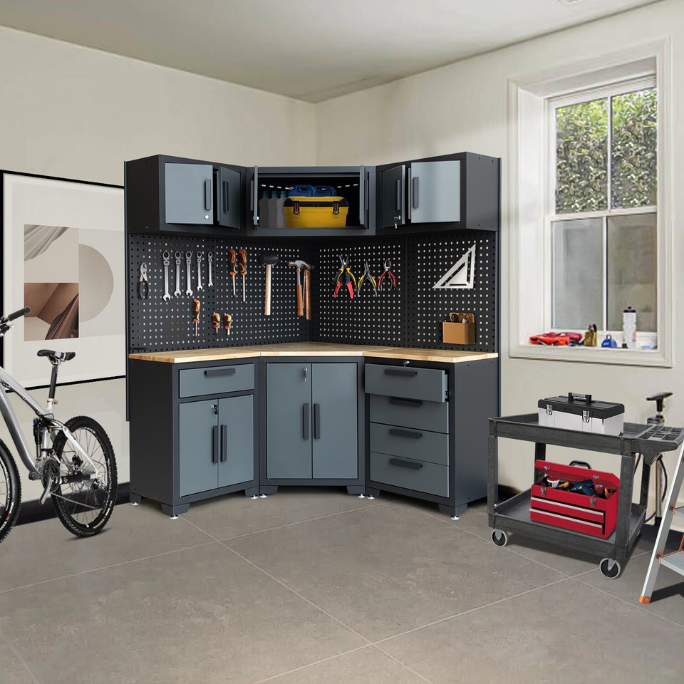 Multifunction Corner Workshop/Garage Cabinet System for Garage Tool ...