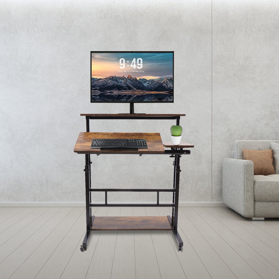 Rolling Laptop Desk Office Computer Table Stand Up Workstation ...