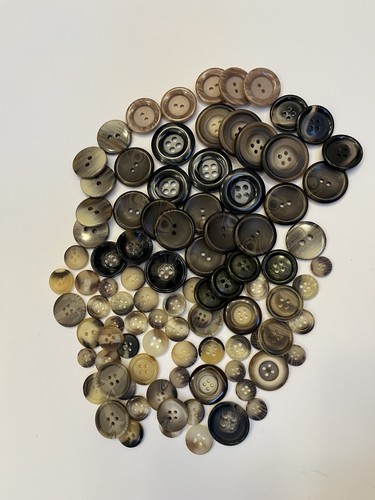 Vintage Buttons. Job lot 100g. (m4) Browns, Blacks, Horn effect ...