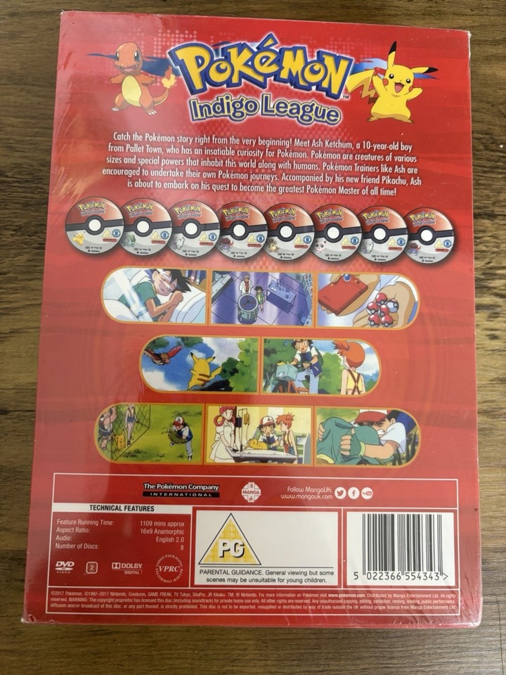 Pokemon Indigo League Season 1 8 Disc NEW SEALED Box Set Manga DVD ...
