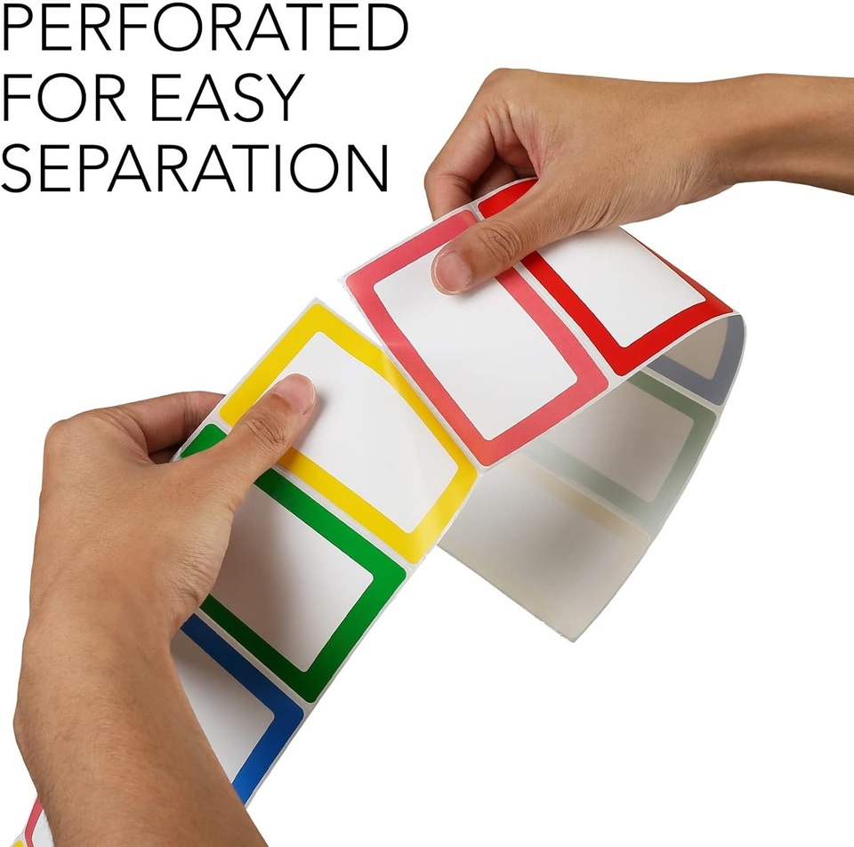 500Pcs Name Tag Stickers, 3.5" X 2.25", 5 Colors, Plain Labels ...