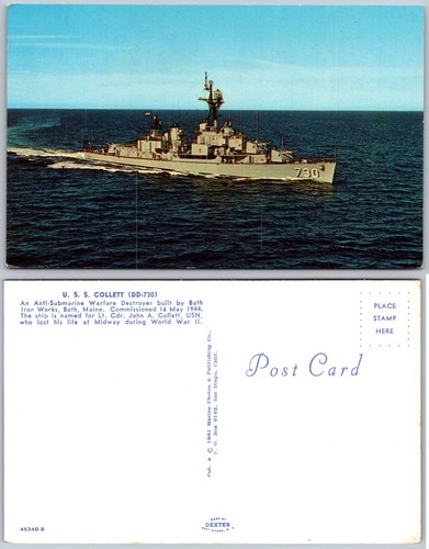 USS Collett DD 730 Destroyer Bath Maine Postcard | eBay