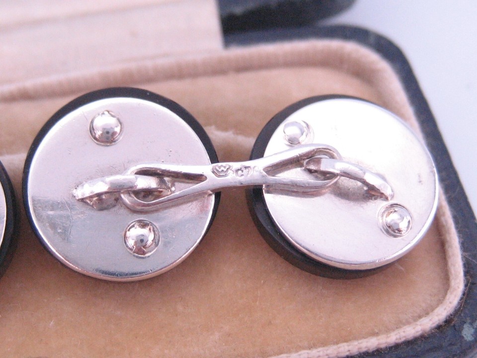 Antique Art Deco VICTOR MAYER Sterling Silver Onyx Aesthetic Cufflinks ...