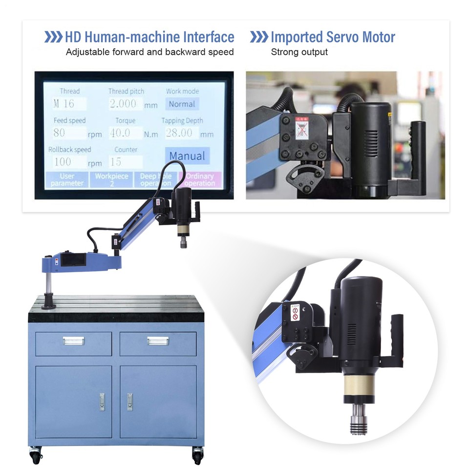M4-M24 360° Electric Touch Screen Tapping Arm Metal Drilling Machine ...