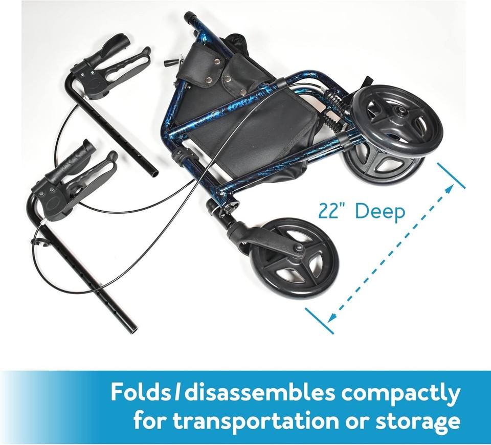 Carex 3 Wheel Walker for Seniors, Foldable, Rollator Walker with Three ...
