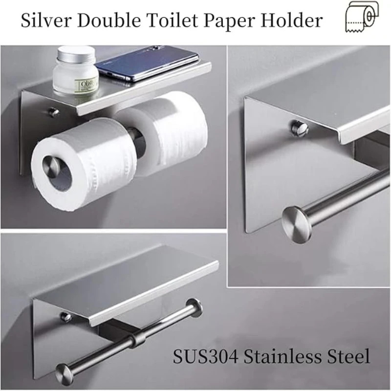 Wall Mounted Double Jumbo Stainless Steel Toilet Tissue Roll Paper ...