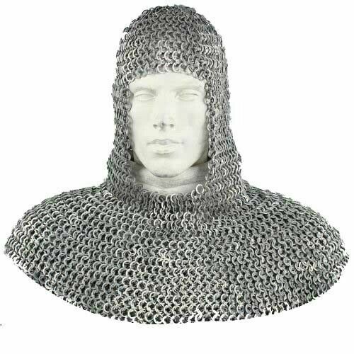 Plat riveté avec rondelle plate Chainmail Coif Chain Mail Hood Medieval ...