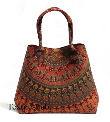 Multi Camel Mandala Women's Shopping Cotton Handbag Indian Handmade ...