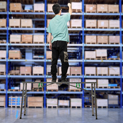 Portable Adjustable Work Platform Step Ladder Folding Scaffolding ...