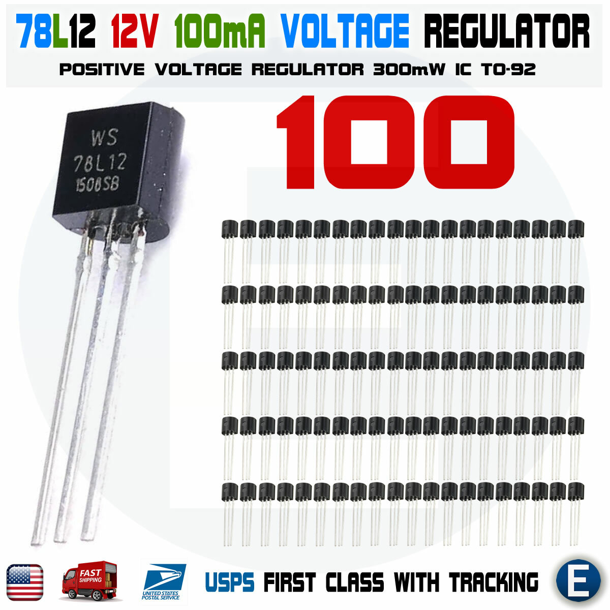 100pcs WS78L12 78L12 L78L12ACZ L78L12 Positive Voltage Regulator 12V ...