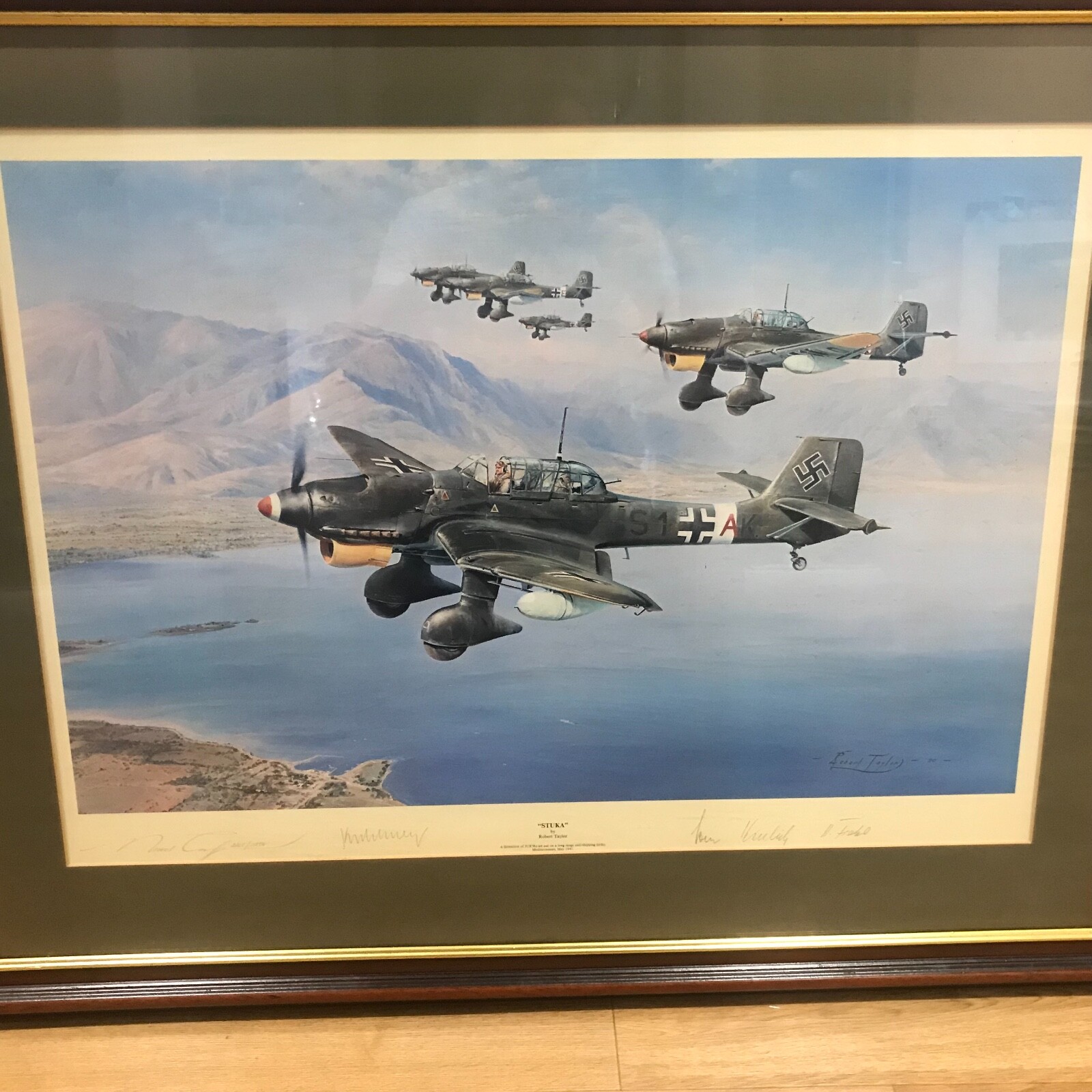 Robert Taylor "Stuka" signed Luftwaffe colour print signed Helmut ...