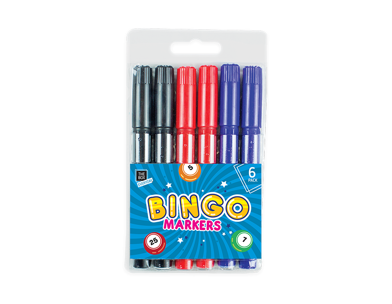 12 x Bingo Markers Dabbers Pens Coloured Set Black Red Blue Felt Game ...
