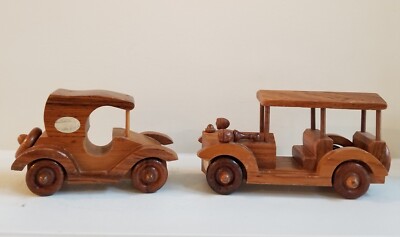 Handmade Wooden Vintage Car with movable 4 wheels and a wheel on back ...
