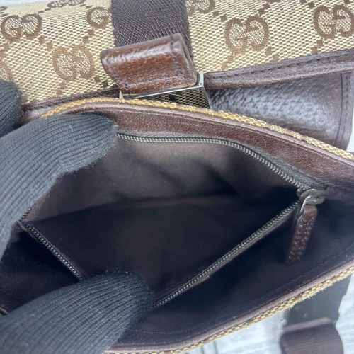 Gucci GG Crossbody Belt Bag Brown Canvas Authentic | eBay