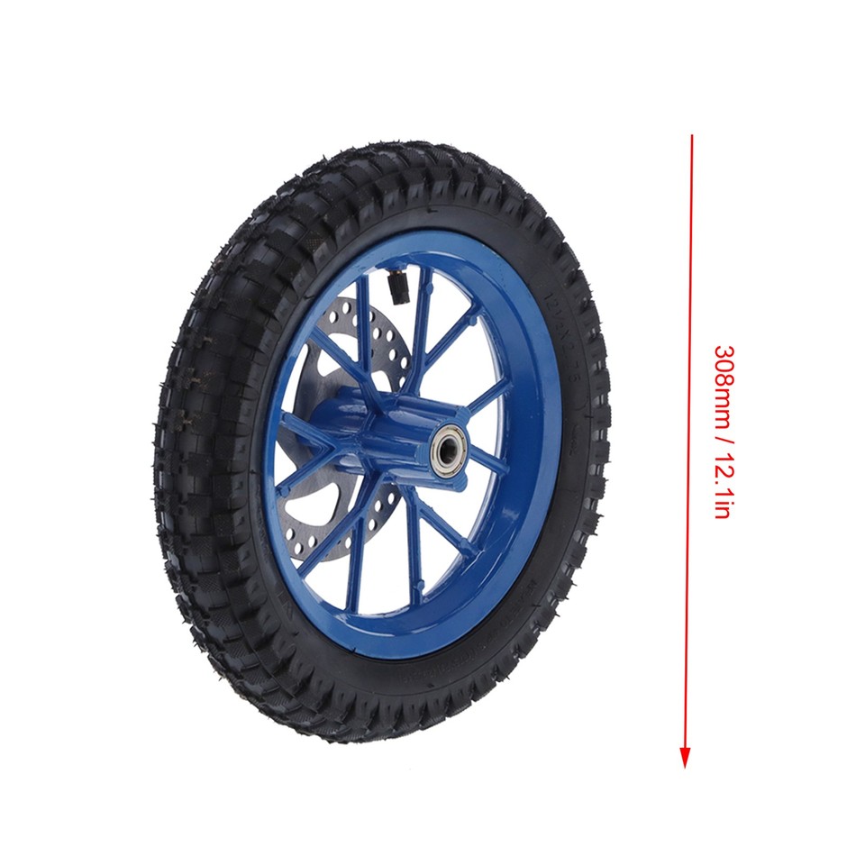 ༝Blue Rubber Front Wheel Tire 12.5x2.75in Disc Brake Sprocket For 47cc ...